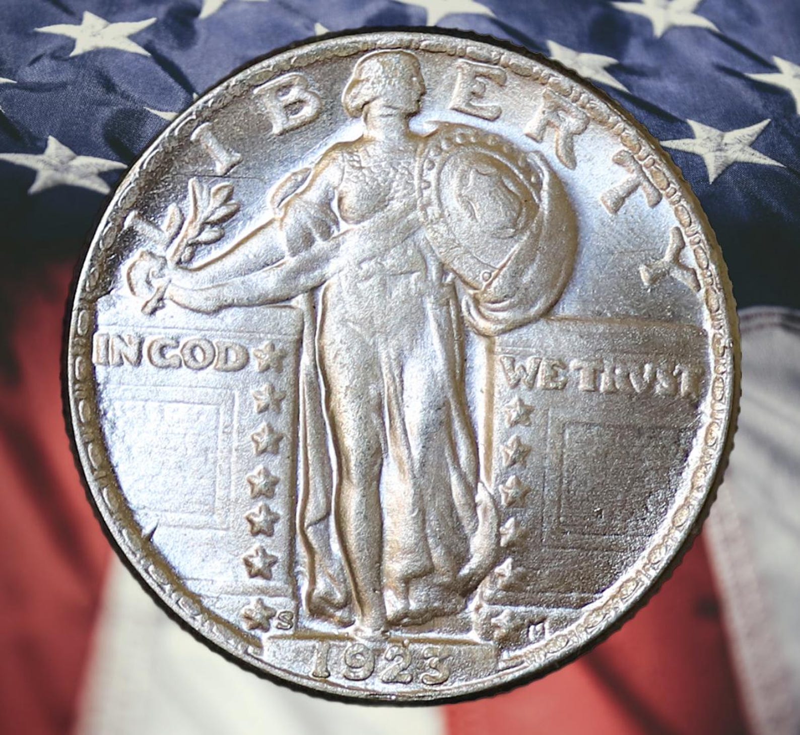 1923-S Standing Liberty Quarter Dollar Silver Plated Coin ...
