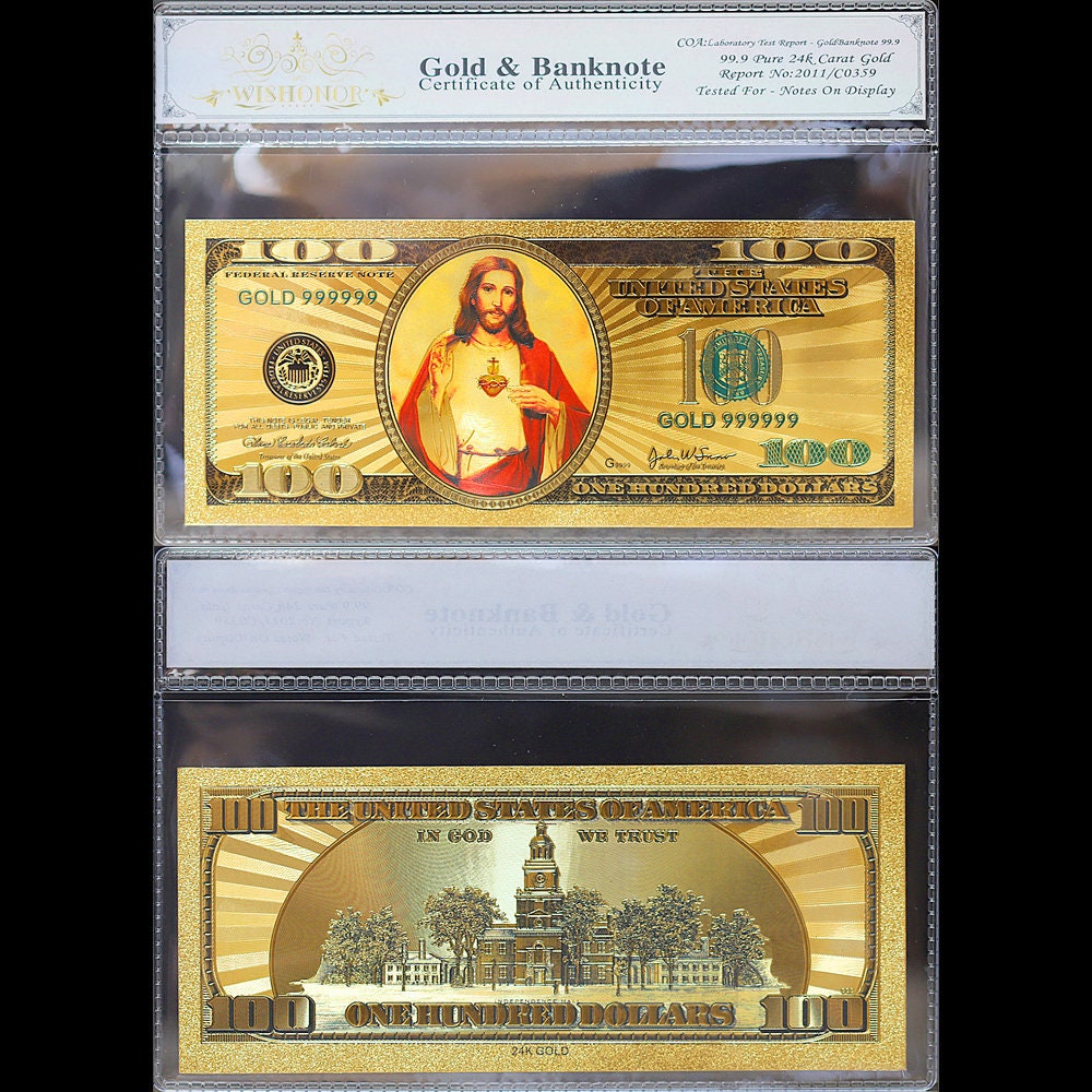 Gold 100 One Hundred Dollars Jesus Christ Collectible With Bag ...