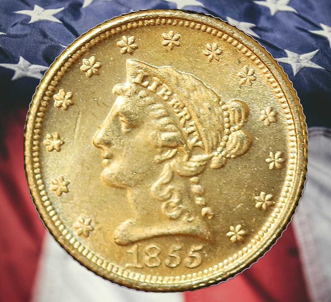 1855 Liberty Head Quarter Eagle Gold Plated Coin - Uncirculated - Etsy