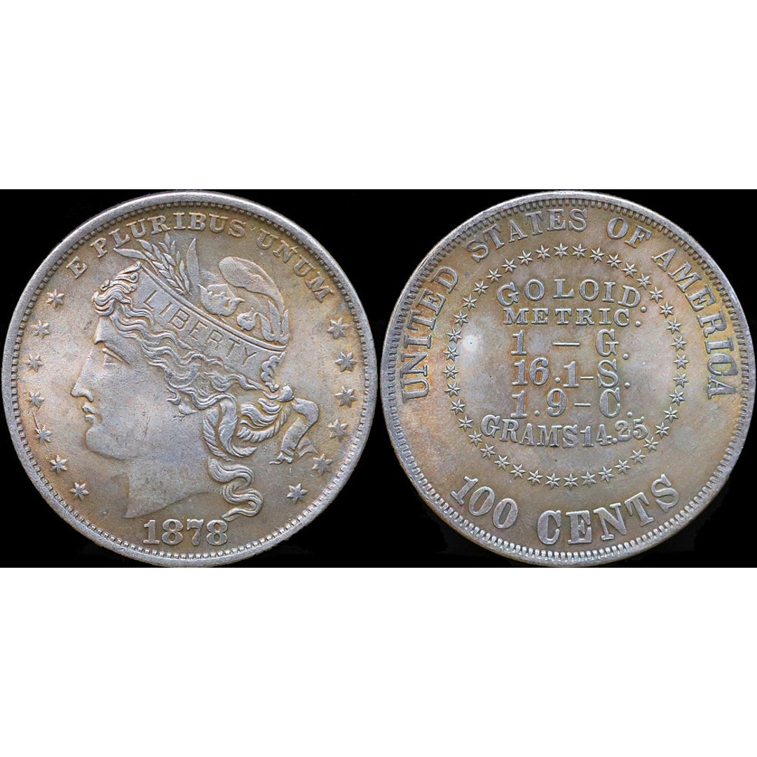 Pattern 1878 Liberty Banded Head Goloid Metric Dollar Silver Plated ...