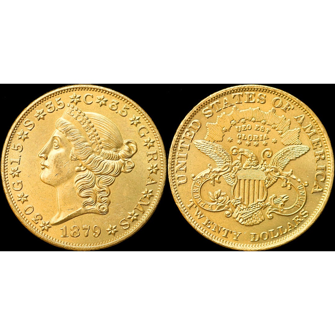 Pattern 1879 Twenty Dollar Liberty Head Gold Plated Coin Uncirculated ...
