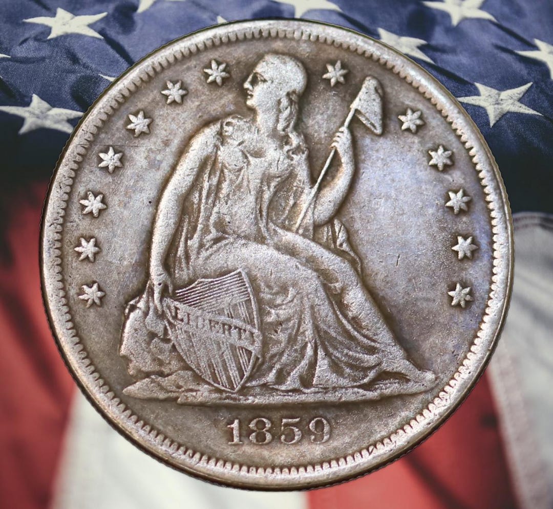 1859 S Seated Liberty Dollar Silver Plated Coin - Circulated - Etsy