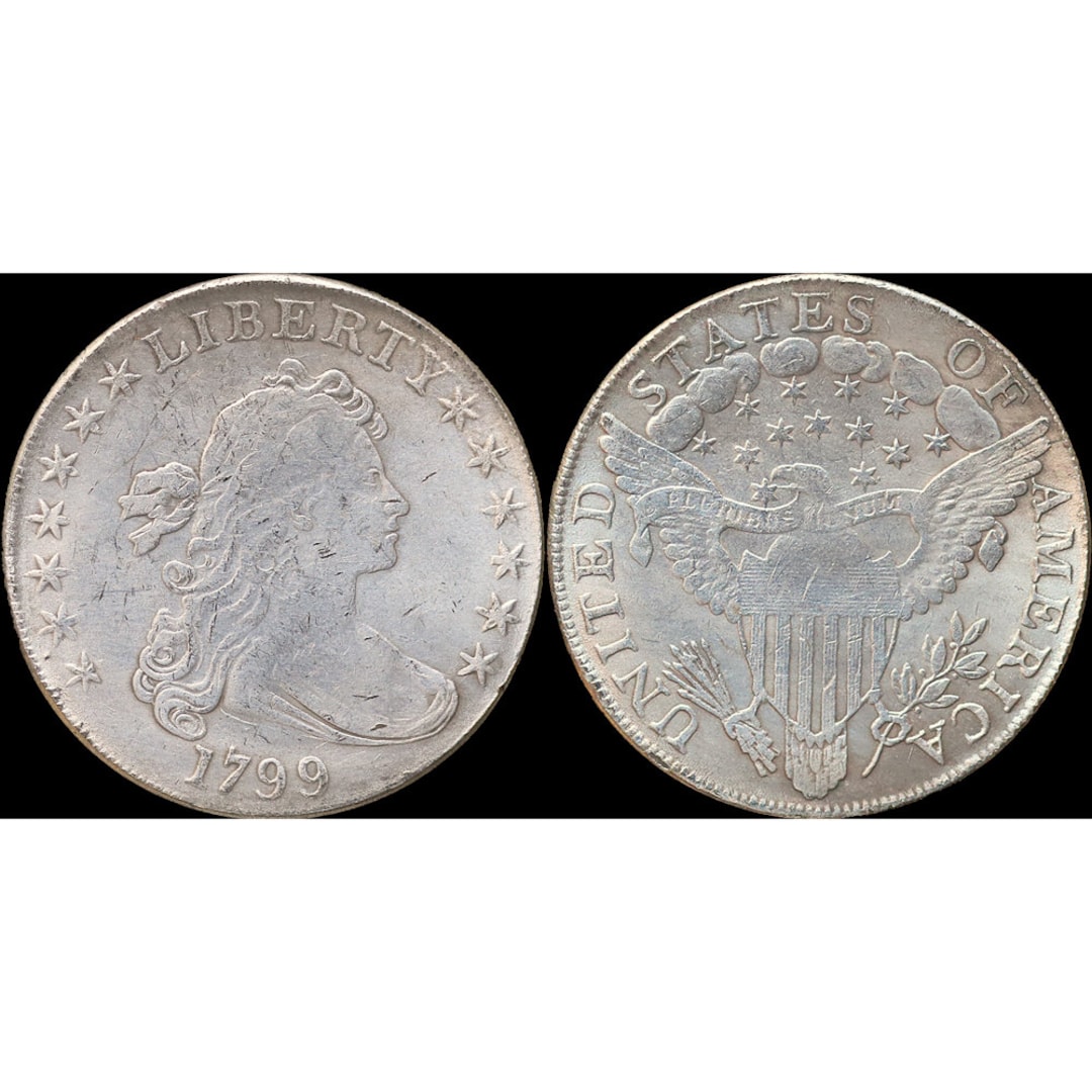 1799 Draped Bust Dollar Heraldic Eagle Silver Plated Coin - Circulated ...