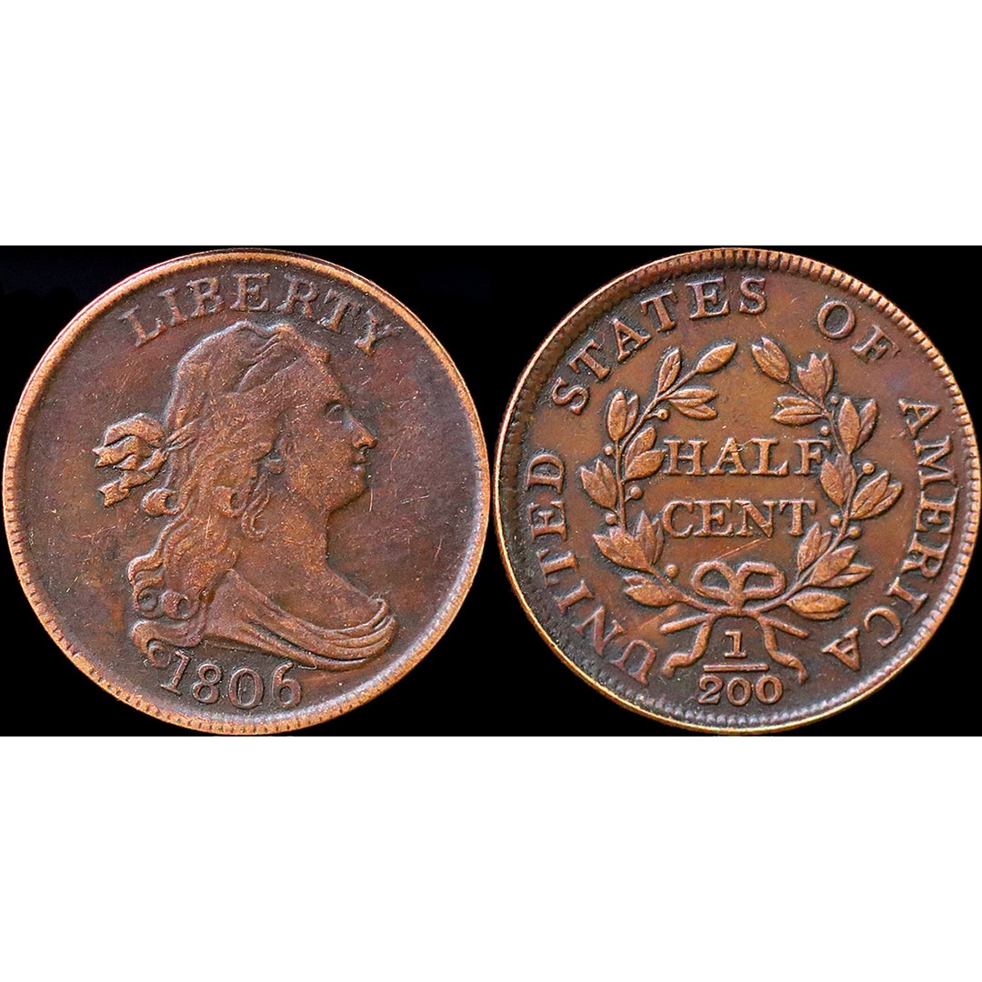 1806 Draped Bust Half Cent Copper Coin - Circulated - Etsy