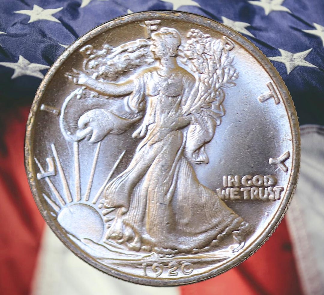 1920-S Walking Liberty Half Dollar Silver Plated Coin - Uncirculated - Etsy