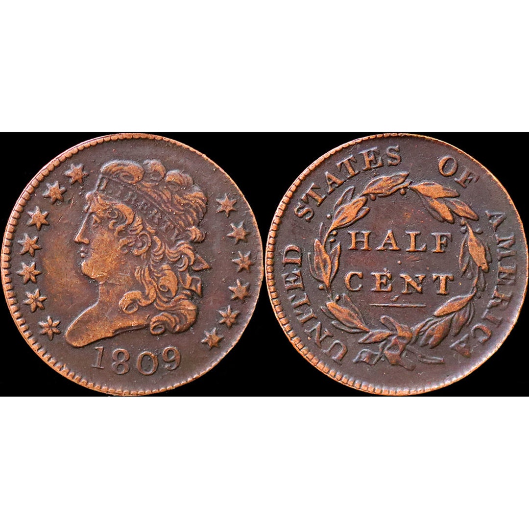 1809 Classic Head Half Cent Copper Coin - Circulated - Etsy