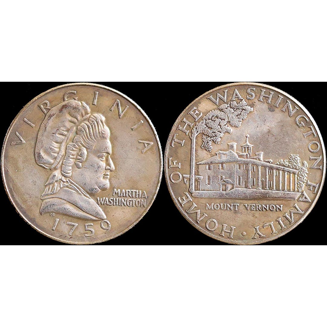 Pattern 1759 1982 Martha Washington Half Dollar Silver Plated Coin ...