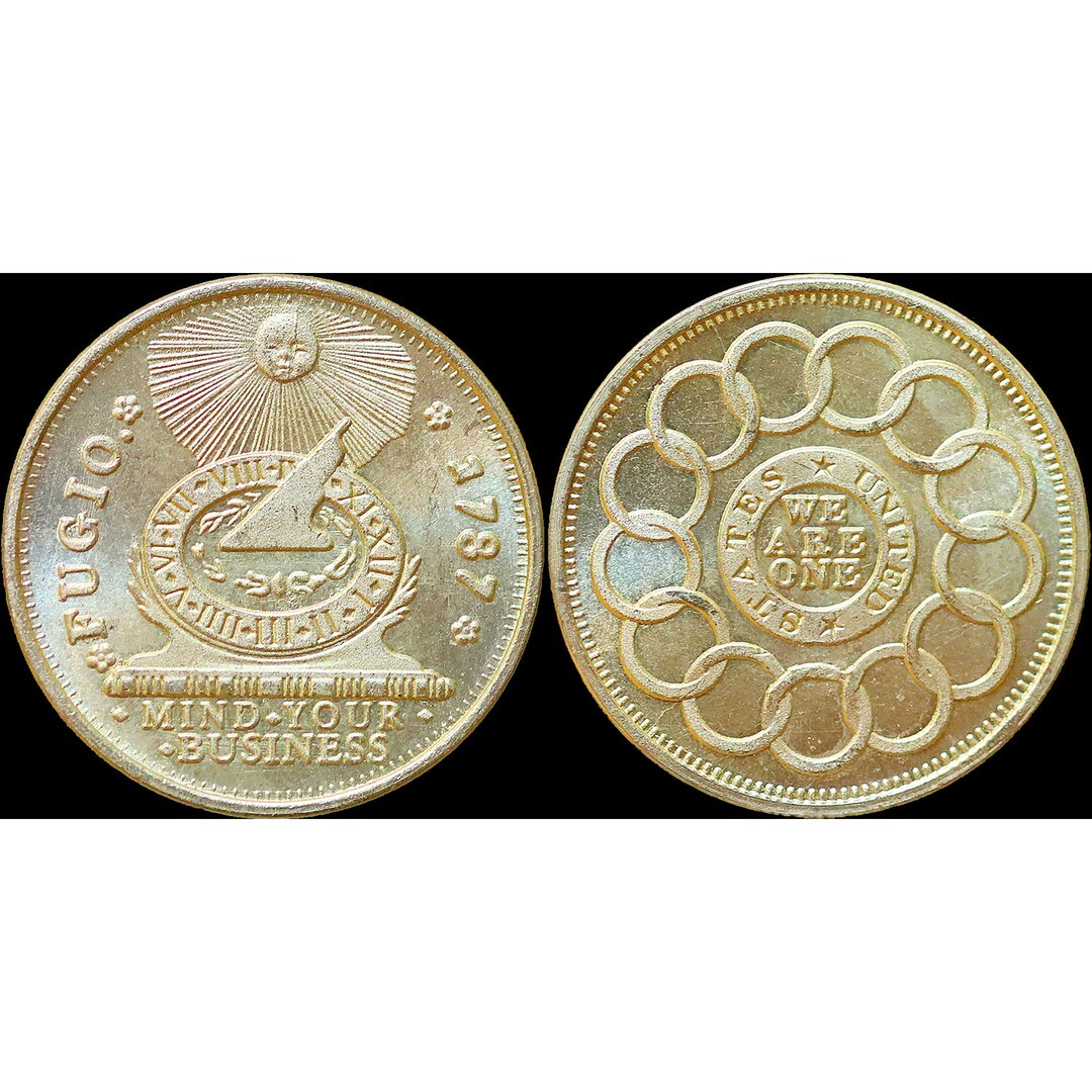 1787 Fugio Colonial Cent We Are One, United States Gold Plated Coin ...