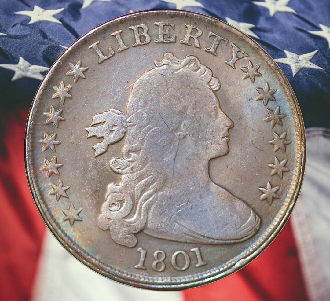 1801 Draped Bust Dollar Heraldic Eagle Silver Plated Coin - Circulated ...