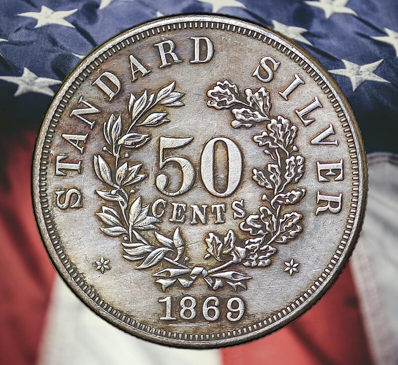 Pattern 1869 Liberty Head Standard Half Dollar Type 1 Silver Plated ...
