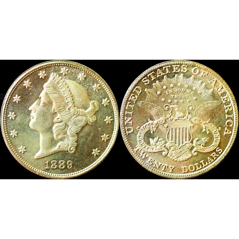 1889 Twenty Dollar Liberty Gold Double Eagle Gold Plated Coin Uncirculated - Etsy