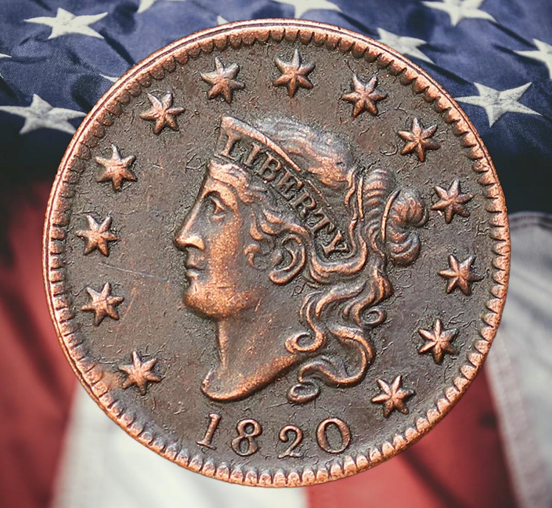 1820 Coronet Head Large Cent Copper Coin - Circulated - Etsy