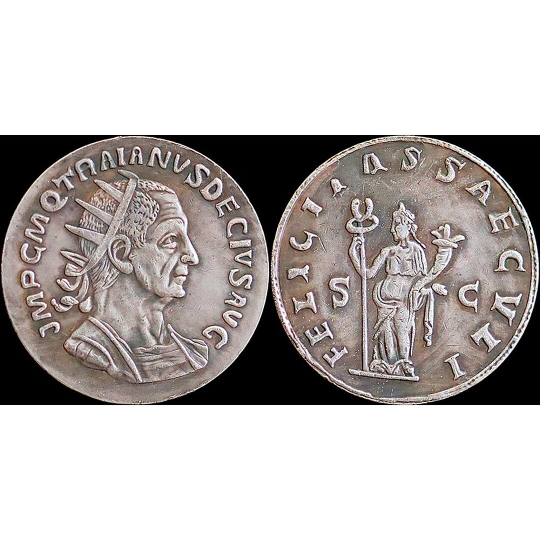 249-251 AD Large Ancient Roman Coin Trajan Decius Silver Plated ...