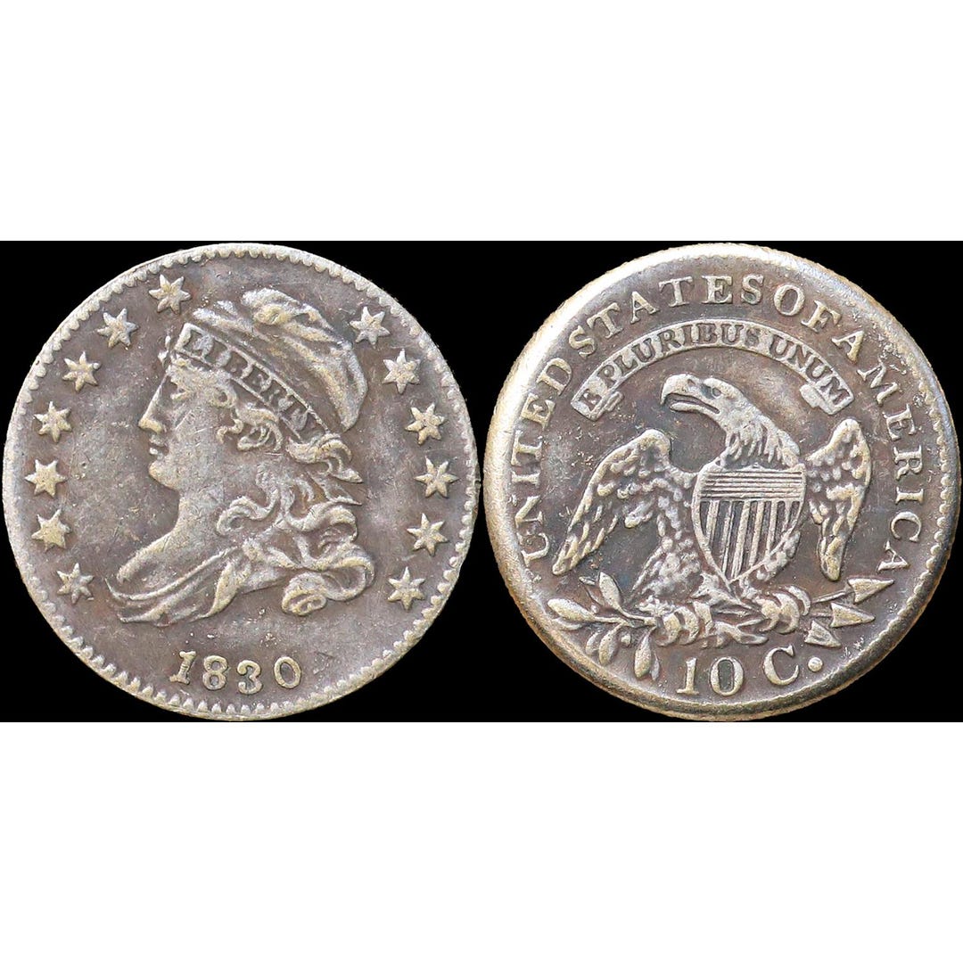 1830 Capped Bust Dime Silver Plated Coin - Circulated - Etsy