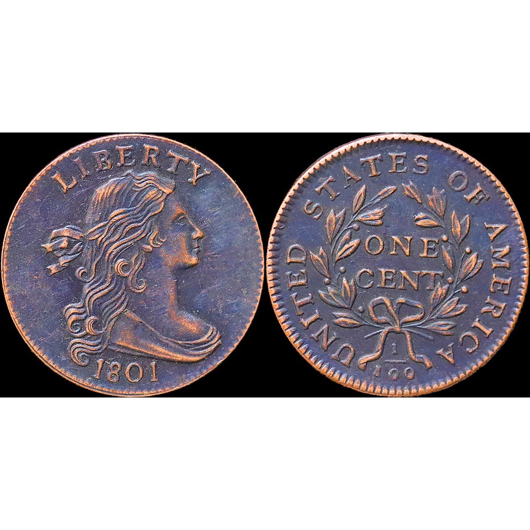 1801 Draped Bust Large Cent Copper Coin - Circulated - Etsy