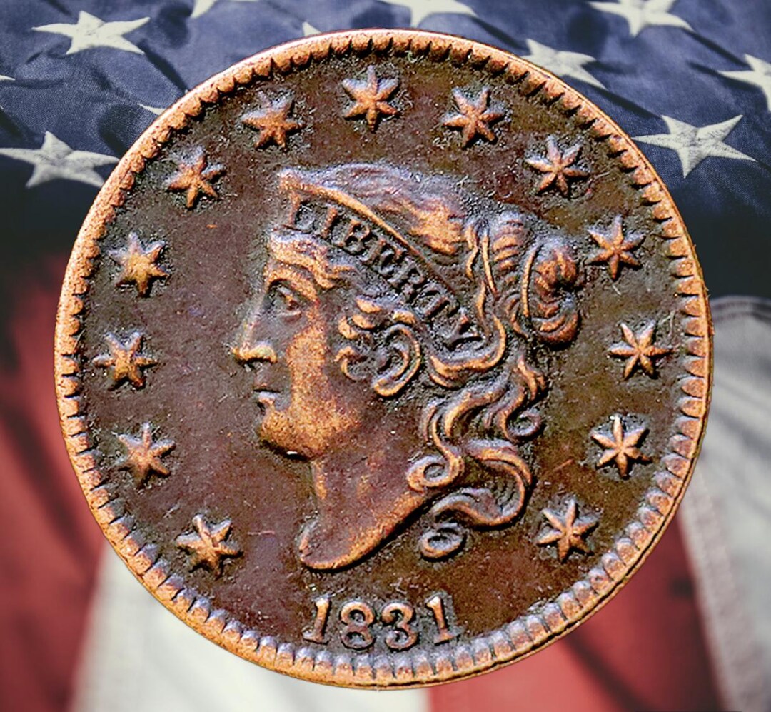 1831 Coronet Head Large Cent Copper Coin - Circulated - Etsy