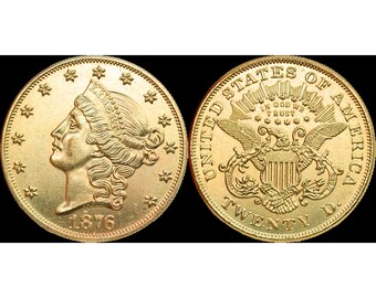 1889 Twenty Dollar Liberty Gold Double Eagle Gold Plated Coin Uncirculated - Etsy