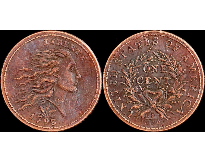 1793 Flowing Hair Large Cent AMERICA Without Periods Chain Reverse - Etsy