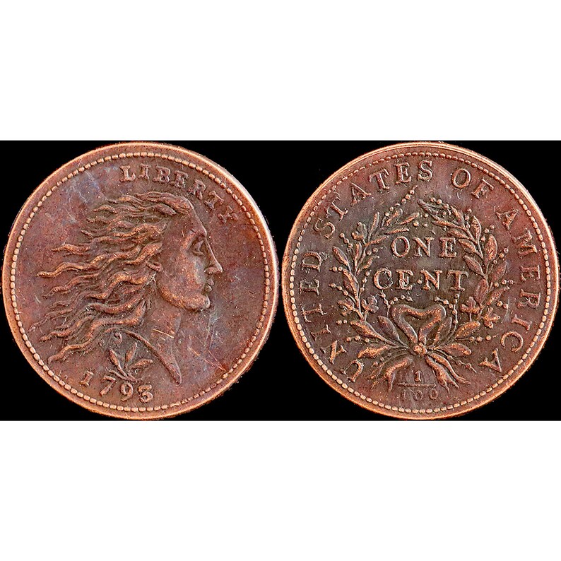 1793 Wreath Leaf Large Cent Copper Coin Circulated - Etsy