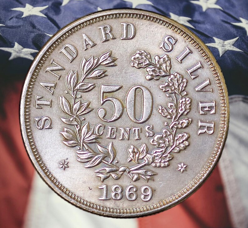 Pattern 1869 Liberty Head Standard Half Dollar Type 2 Silver Plated ...