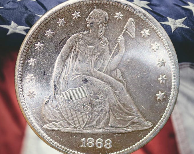 1868 Seated Liberty Dollar Silver Plated Coin - Uncirculated - Etsy
