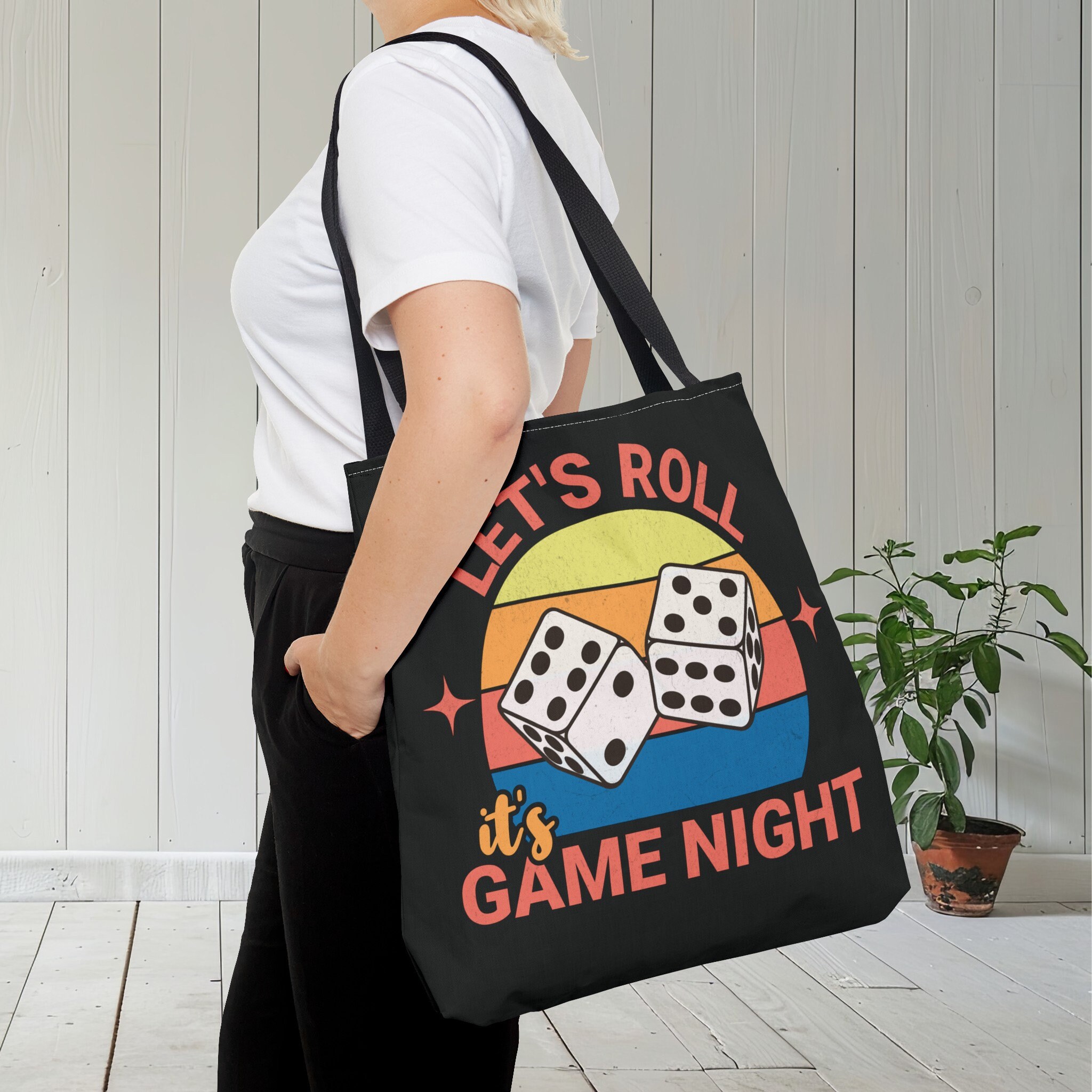 Let's Roll Game Night Tote Bag, Board Game Lover, Family Friends Host ...