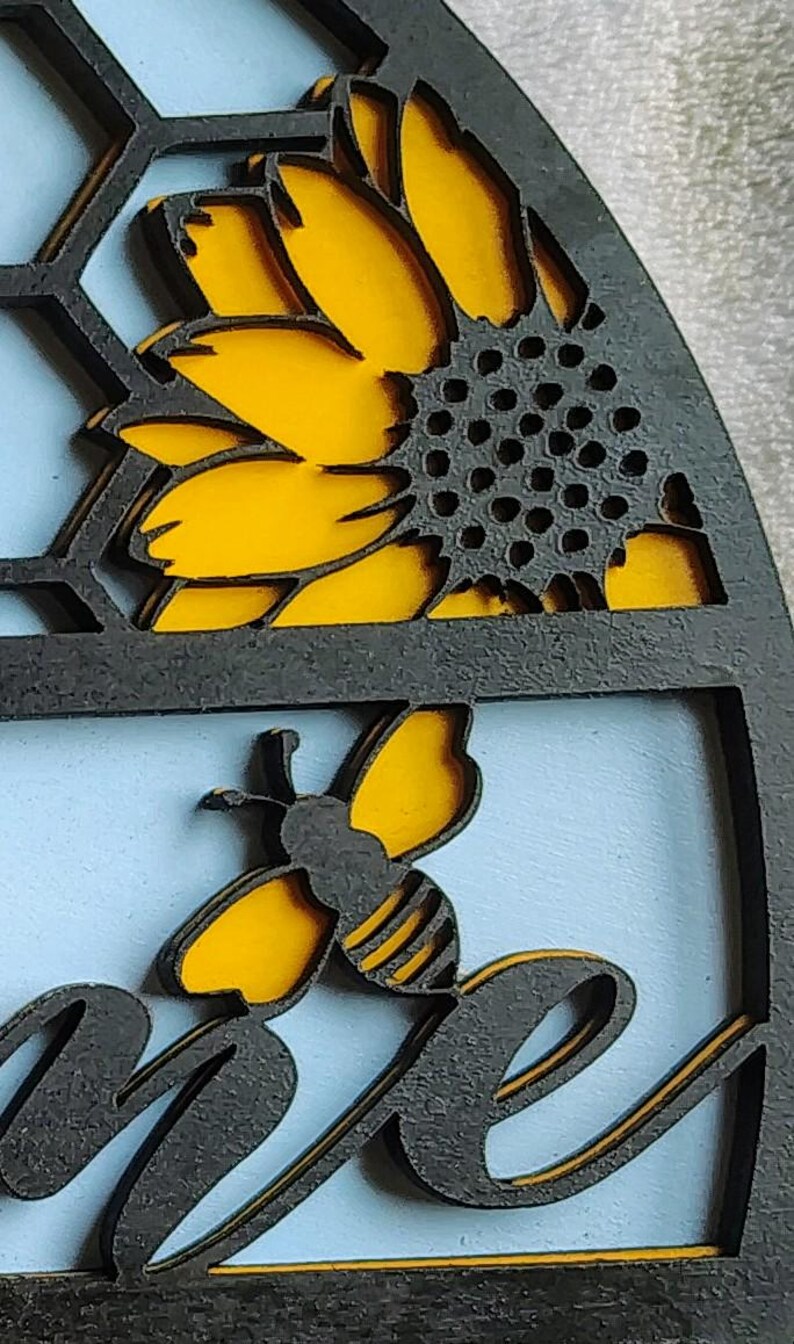 Sunflower Laser Cut Welcome Sign | Door Hanger | Laser Engraved Home ...