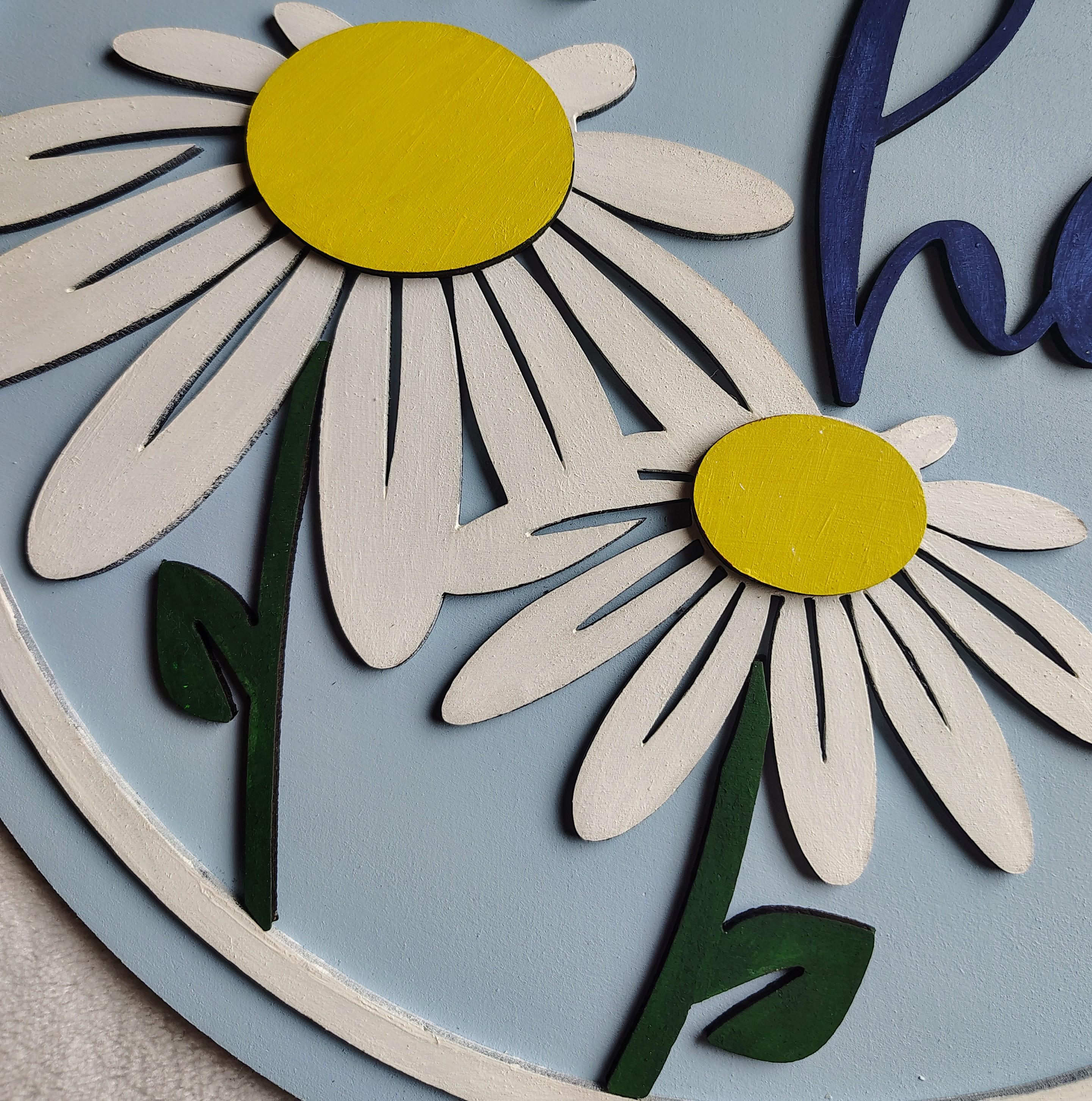 Laser Cut Welcome Daisies Bee Door Hanger Decor - Etsy