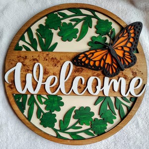 Laser Cut Welcome Butterfly Door Hanger | Entryway Decor | Butterfly ...