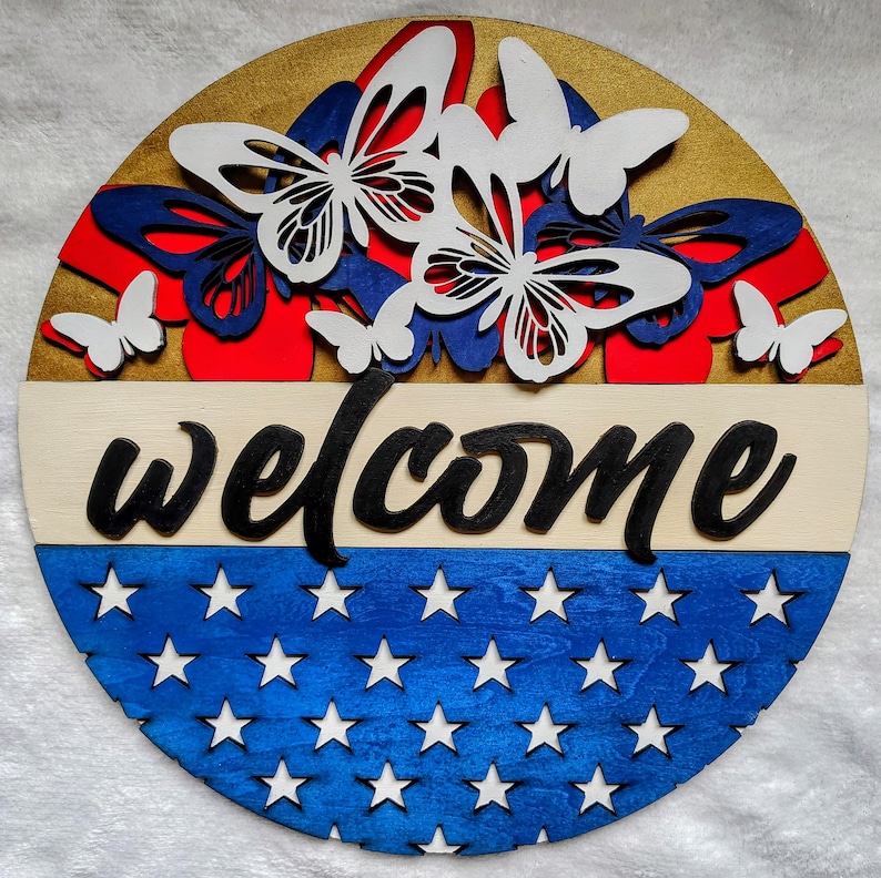 4th of July Door Sign Laser Cut | Patriotic Sign | Independence Day ...