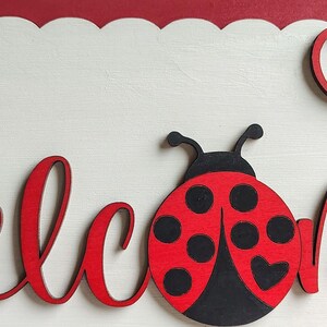 Laser Cut Ladybug Welcome Sign | Door Hanger Wall Art | Entryway Decor ...