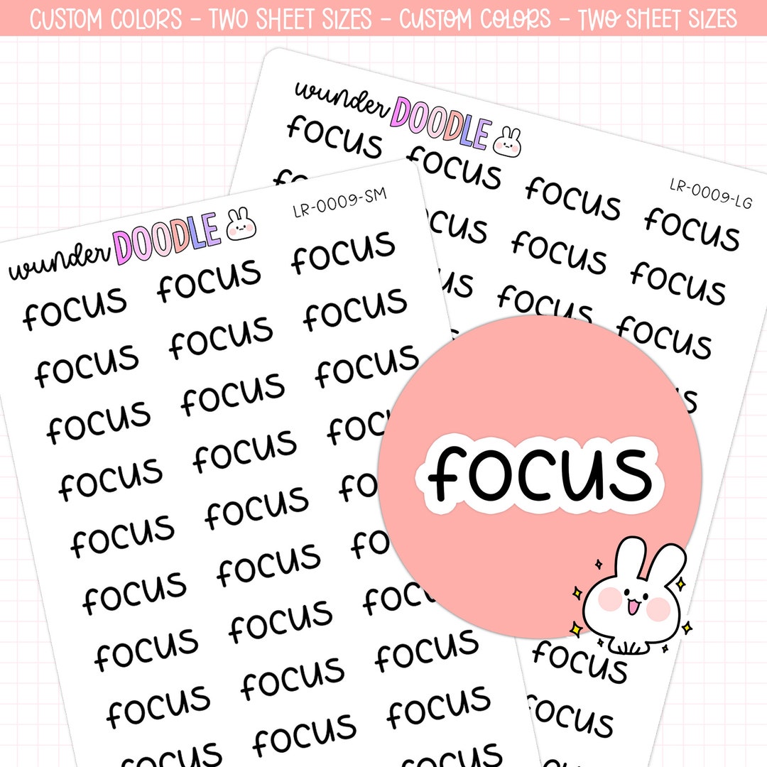 Focus Stickers LR-0009 Custom Text Color, Two Sheet Sizes Available - Etsy