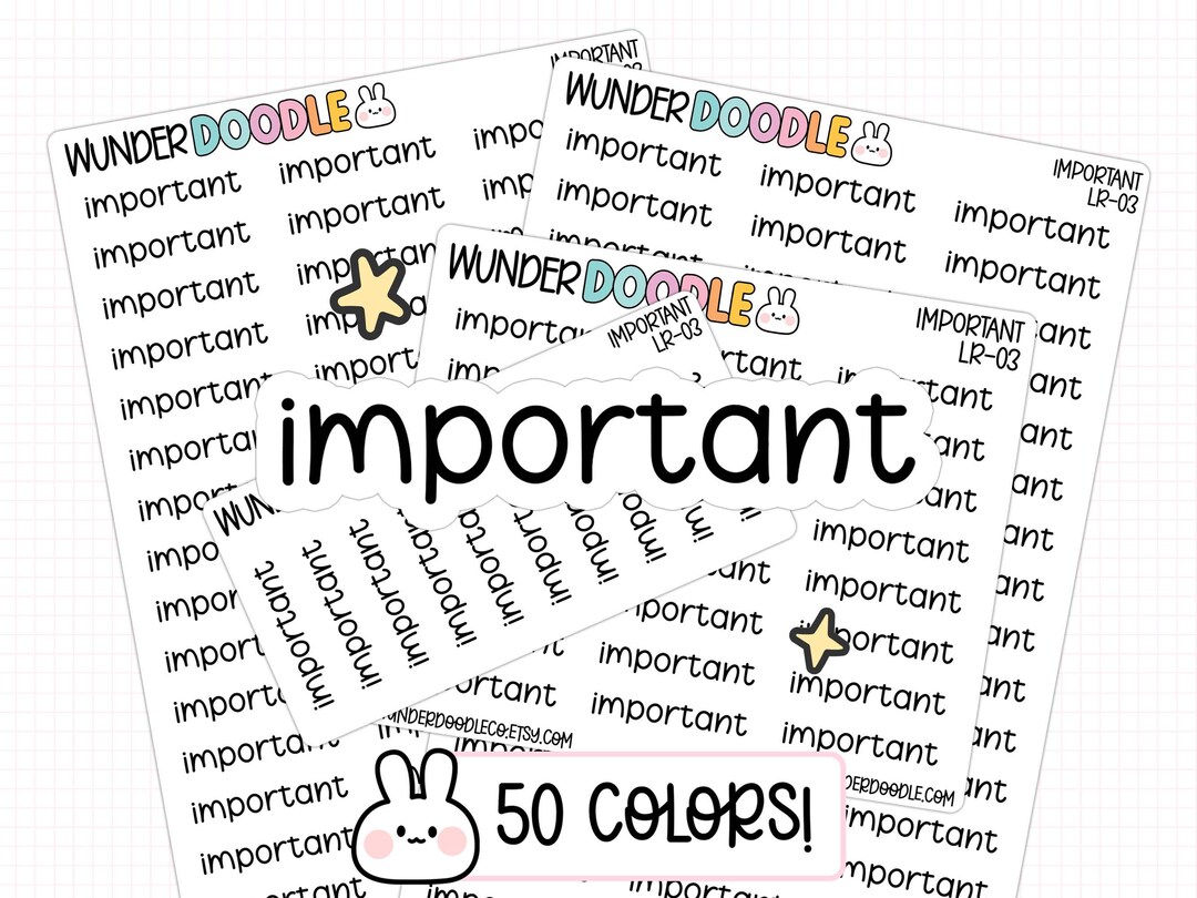 Important Planner Stickers | LR-03 | Font LR | Priorities Stickers ...