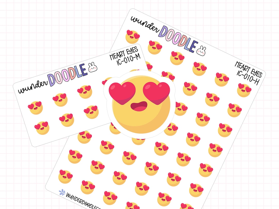 Heart Eyes Emoticon Planner Stickers | IC-010 | Icon Stickers | Emoji ...