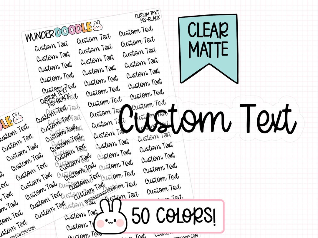 Custom Text Planner Stickers | CLEAR MATTE | Custom Planner Stickers - Etsy