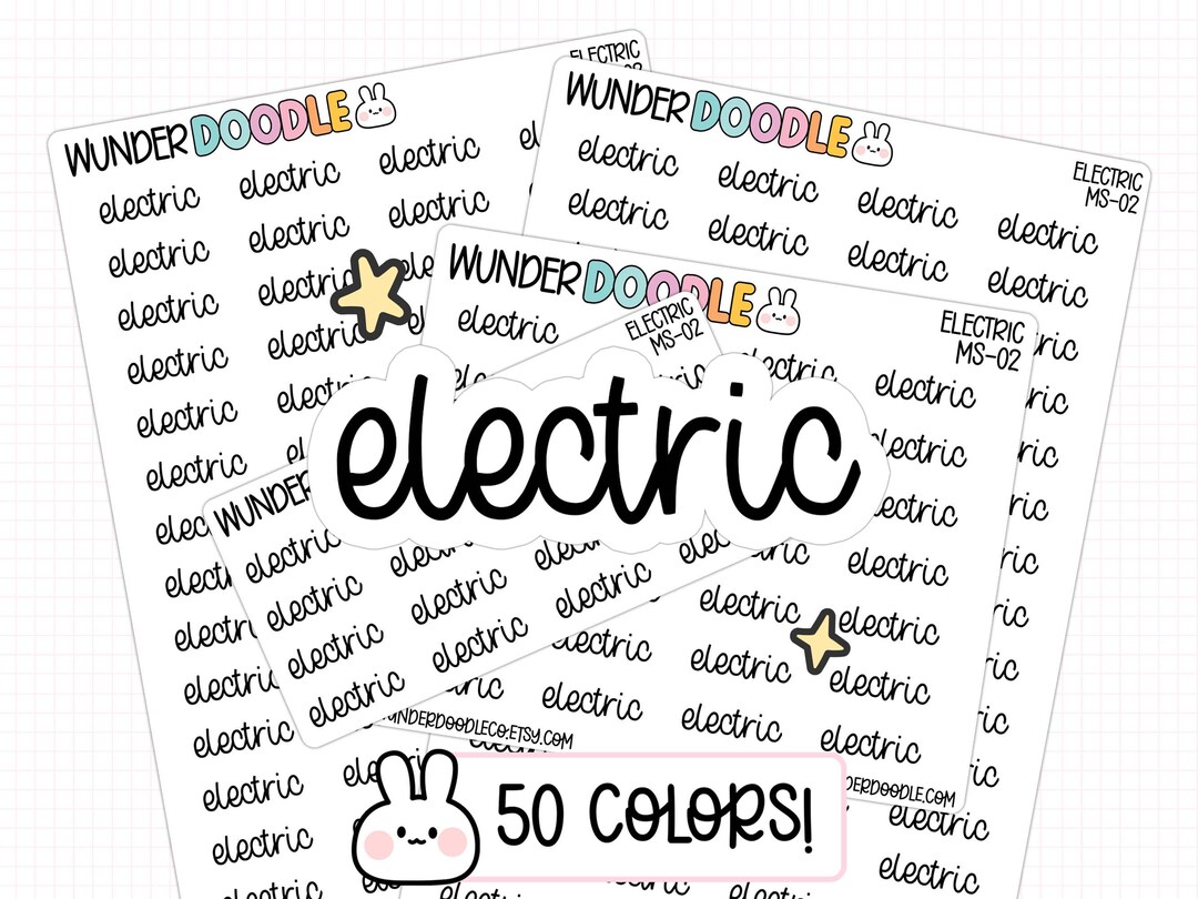 Electric Planner Stickers | MS-02 | Font MS | Bill Stickers - Etsy