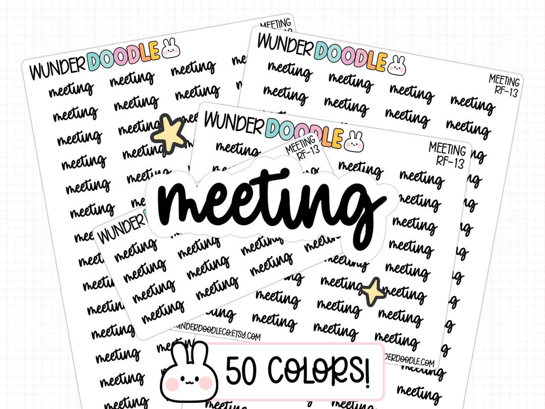 Meeting Planner Stickers | RF-13 | Font RF | Work Stickers, Reminder ...