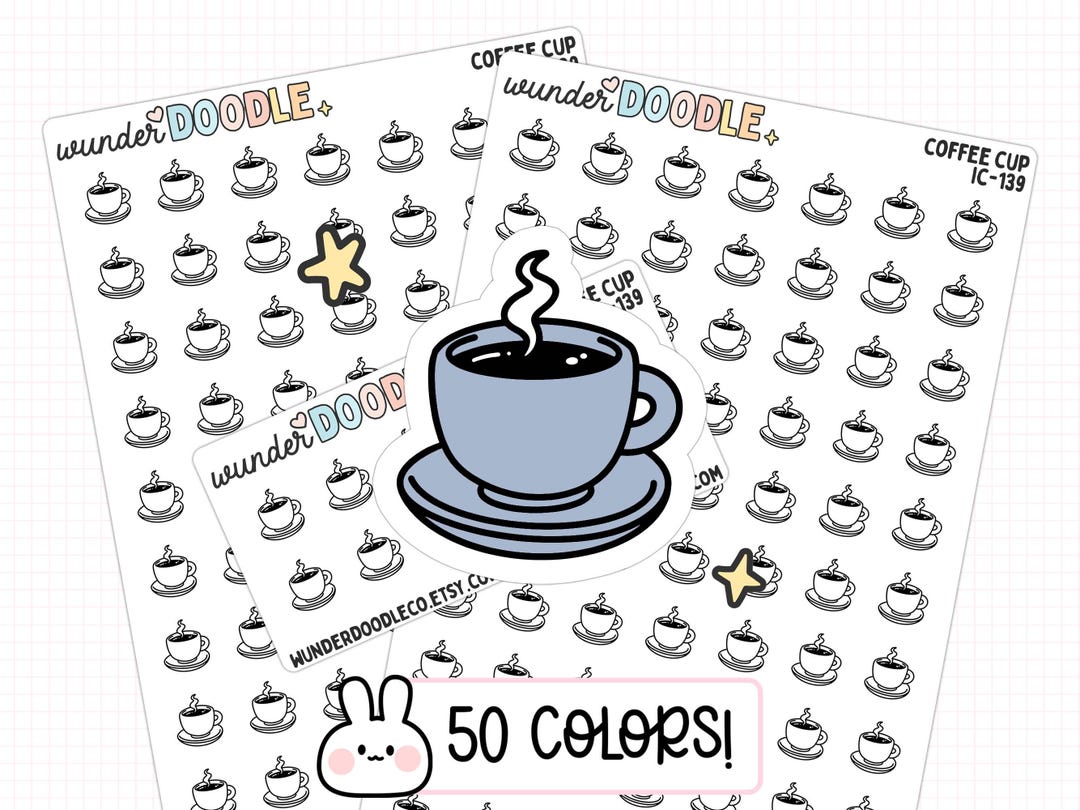 Coffee Cup Planner Stickers | IC-139 | Icon Stickers - Etsy