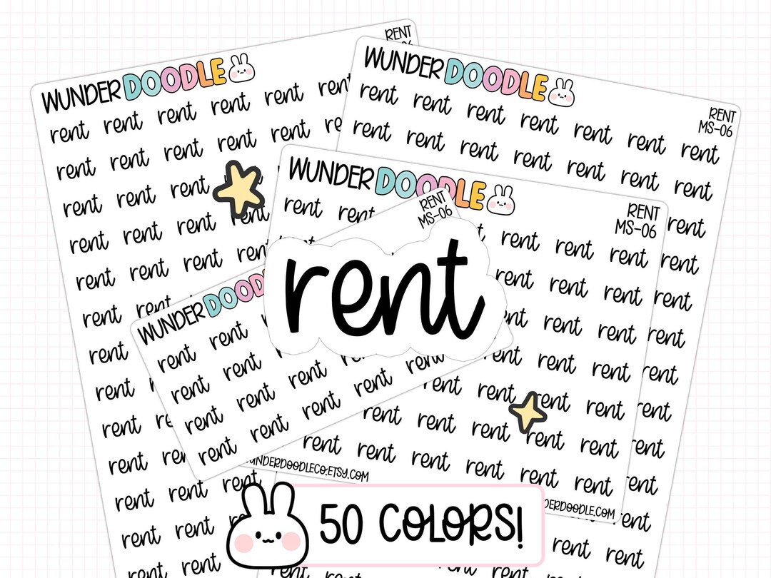 Rent Planner Stickers | Font MS | Bill Reminder Stickers - Etsy