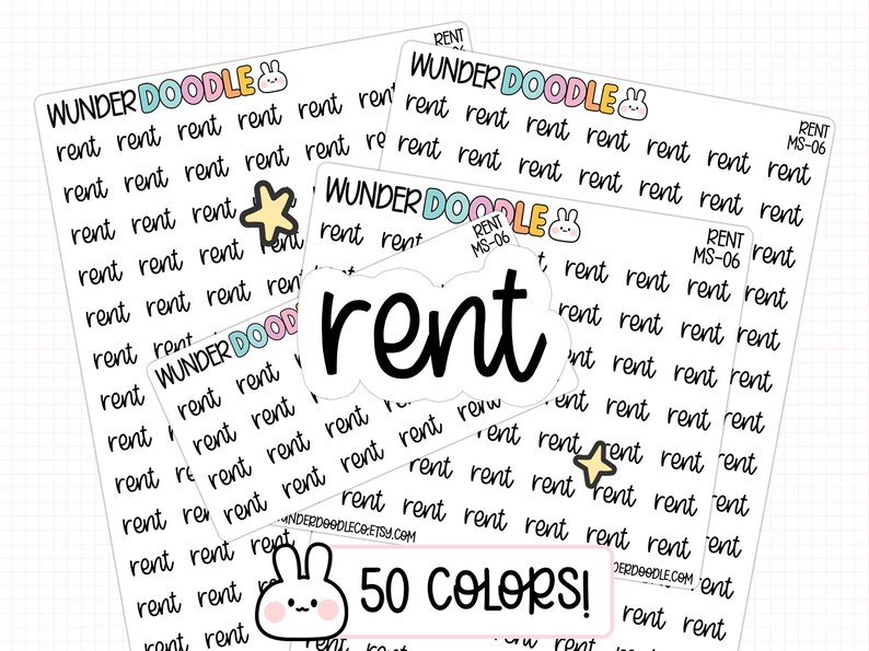Rent Planner Stickers | Font MS | Bill Reminder Stickers - Etsy
