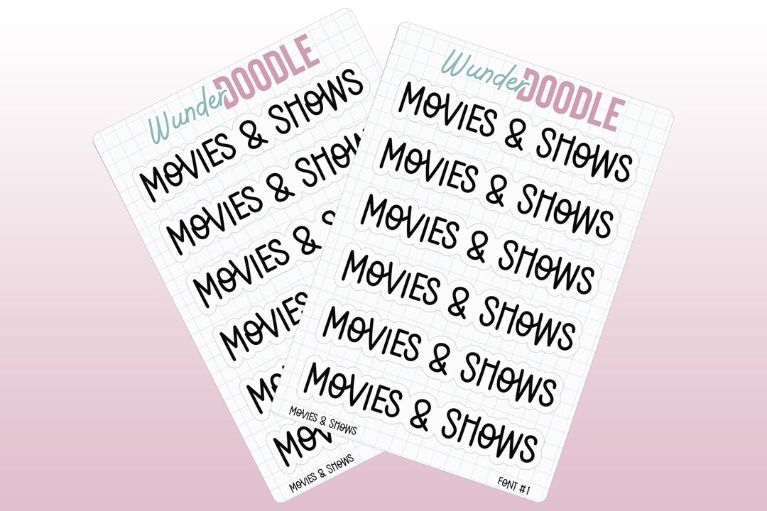 Movies & Shows Header Planner Stickers Font 1, Custom Colors Available ...