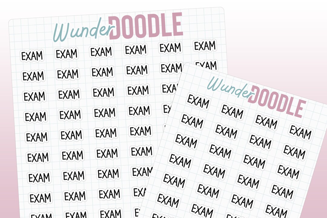 Exam Planner Stickers Font 1, Two Sheet Sizes & Custom Colors Available ...