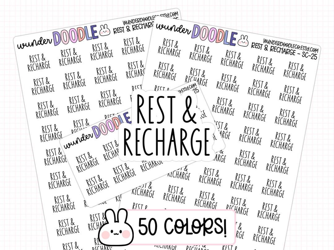 Rest & Recharge Planner Stickers Font SC SC-25 Functional Stickers - Etsy