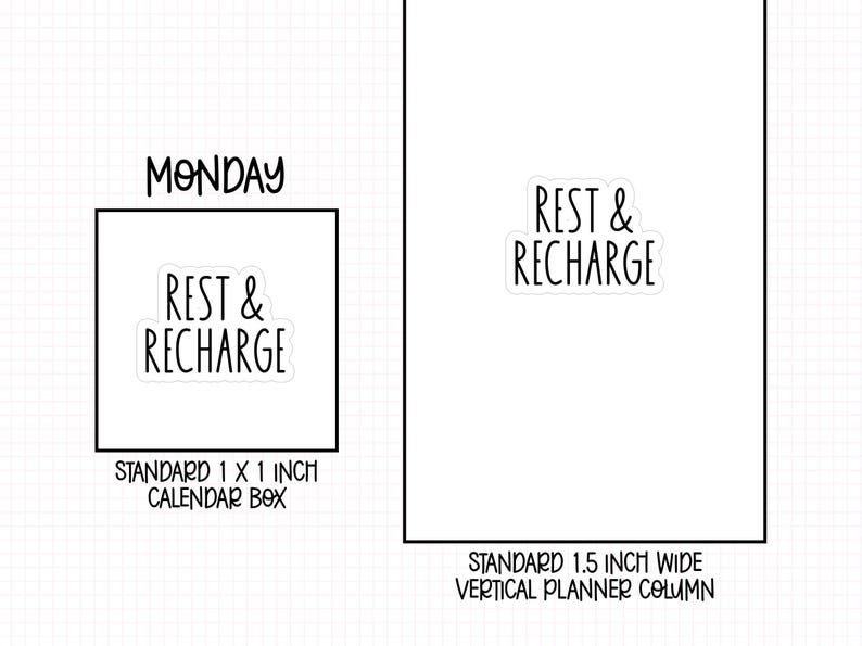 Rest & Recharge Planner Stickers | Font SC | SC-25 | Functional ...
