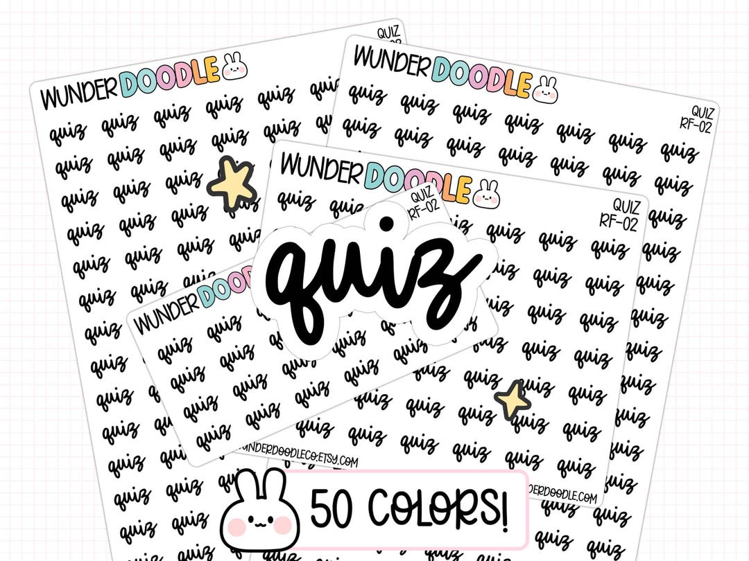 Quiz Planner Stickers | RF-02 | Font RF | School Stickers - Etsy