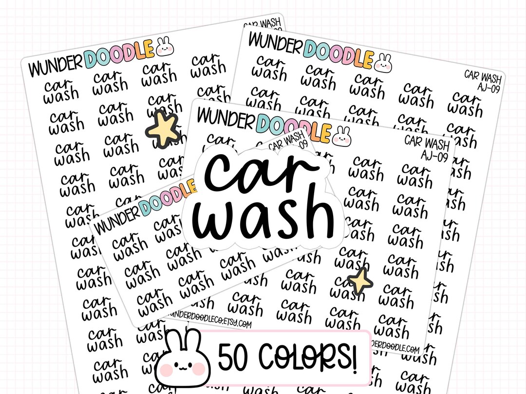 Car Wash Planner Stickers | AJ-09 | Font AJ | Functional Stickers - Etsy