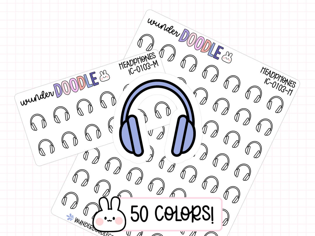 Headphones Planner Stickers | IC-0103 | Icon Stickers - Etsy
