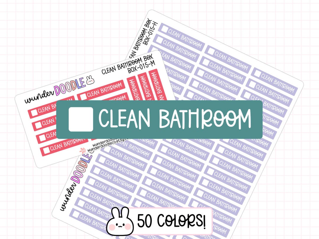 Clean Bathroom Planner Stickers | Font AW | BOX-015 | Cleaning Checklist Stickers - Etsy