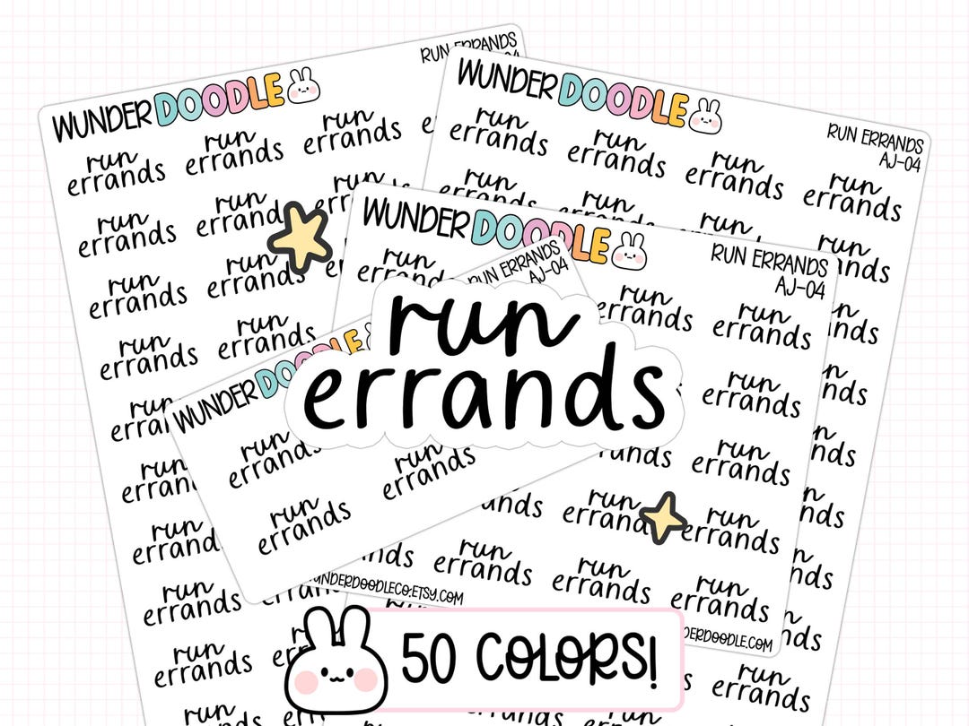 Run Errands Planner Stickers | AJ-04 | Font AJ | Functional Stickers - Etsy