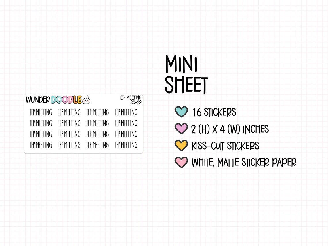 IEP Meeting Planner Stickers | SC-28 | Font MS | Functional Stickers - Etsy